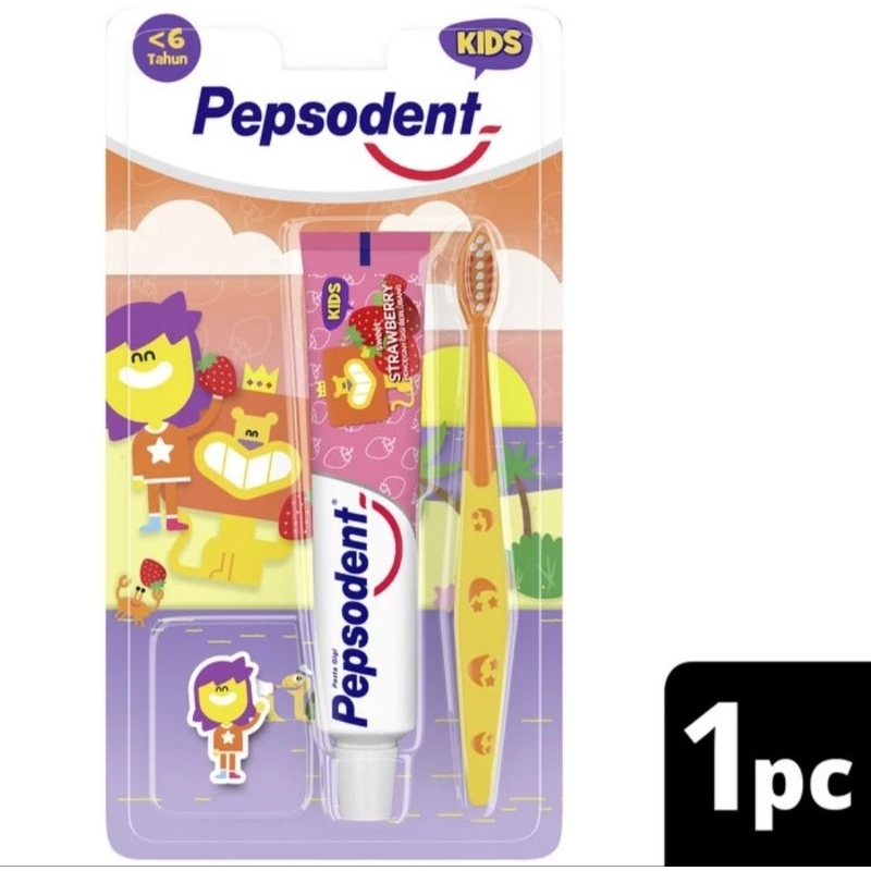Jual Pepsodent Anak Pasta Gigi 45gr rasa Strawberry dan Sikat Gigi Anak ...