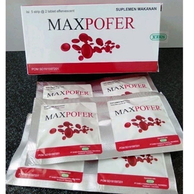 Jual Maxpofer effervescent tablet 10's perbox suplemen penambah darah ...