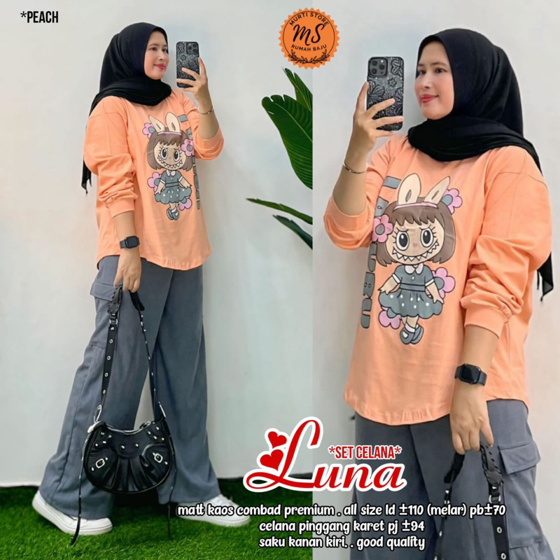 Jual Baju Kaos Combad Premium Luna Set Celana | Shopee Indonesia