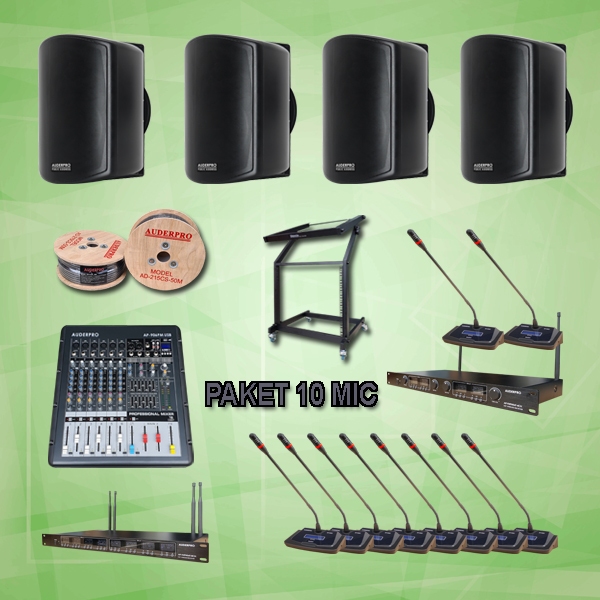 Jual MIC RAPAT WIRELESS AUDERPRO PAKET TW7 PAKAI 10 MIKROFON TABLE PLUS ...