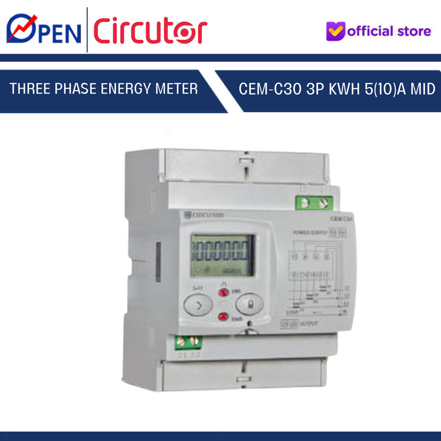Jual THREE PHASE ENERGY METER TIPE CEM-C30 3P KWH 5(10)A MID CIRCUTOR ...