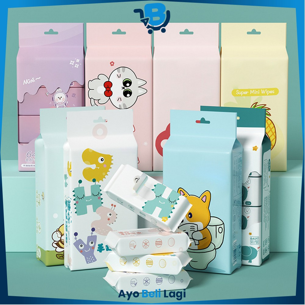 Jual Tissue Basah Mini Karakter Travel 1Pack Isi 8PCS Tisu Portable ...