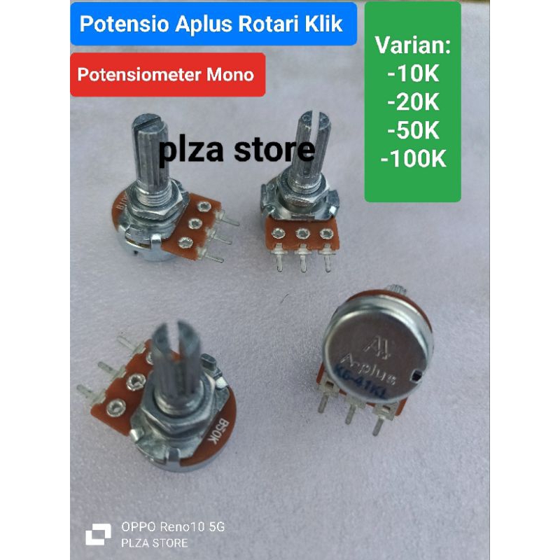 Jual Potensio Mono Aplus Rotari klik 10K 20K 50K 100K potensiometer A plus Rotari klik 41 ...