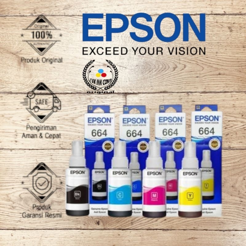 Jual TINTA EPSON 664 (B M C Y) PAKET 1 SET FOR L110 L210 L310 L360 L1300 | Shopee Indonesia