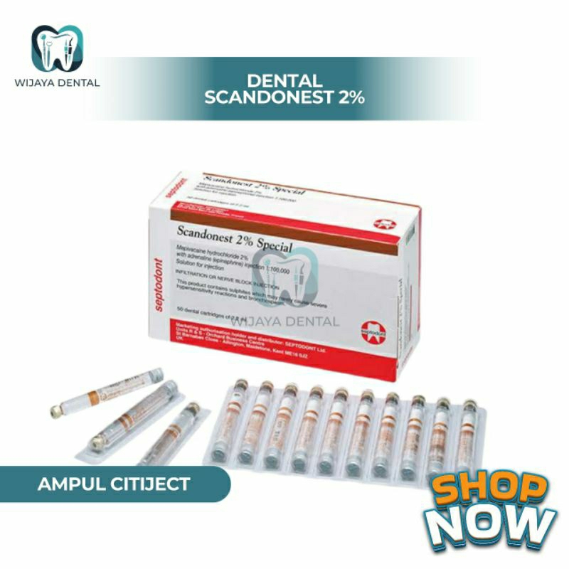 Jual DENTAL SCANDONEST 2% SPECIAL ANESTESY SEPTODONT PER STRIP ISI 10 ...