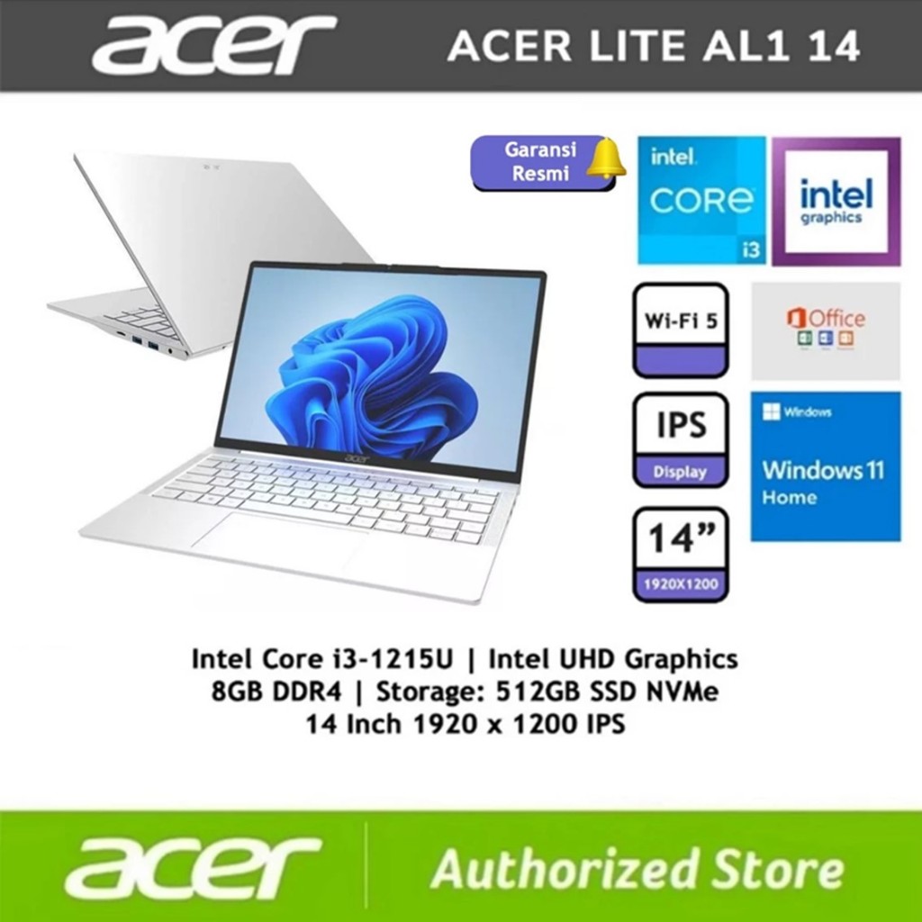 Jual ACER LAPTOP LITE AL1-14M-3SID INTEL I3 1215 RAM 8GB SSD 512GB ...