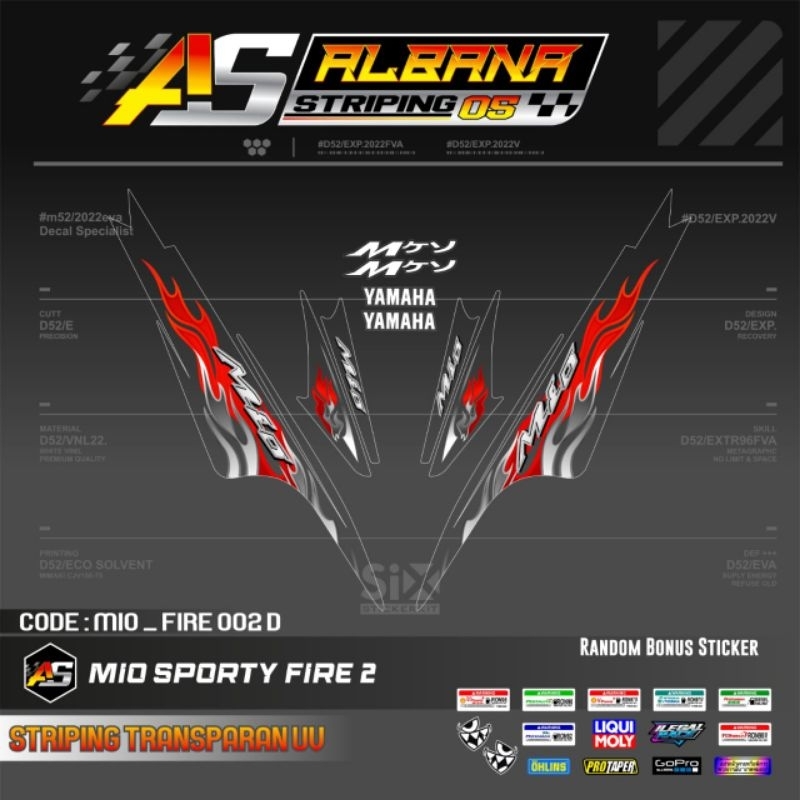 Jual DEKAL STIKER VAREASI YAMAHA MIO SPORTY TRANSPARAN FIRE /STRIPING ...
