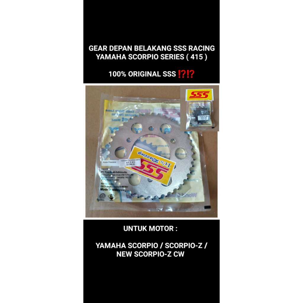 Jual GEAR GIR DEPAN BELAKANG SSS RACING 415 UKURAN LENGKAP UNTUK MOTOR ...