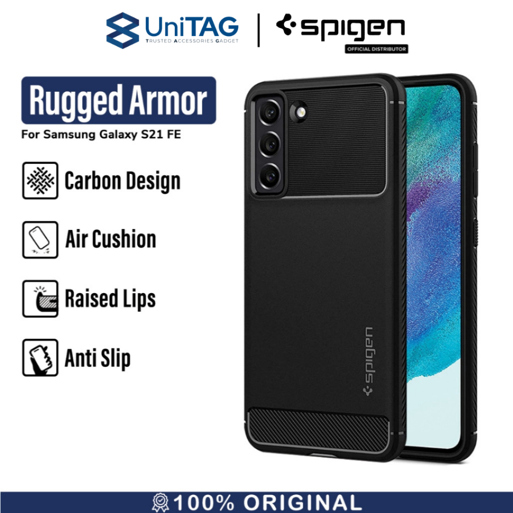 Jual Case Samsung Galaxy S21 FE Spigen Rugged Armor Carbon Fiber TPU Casing | Shopee Indonesia