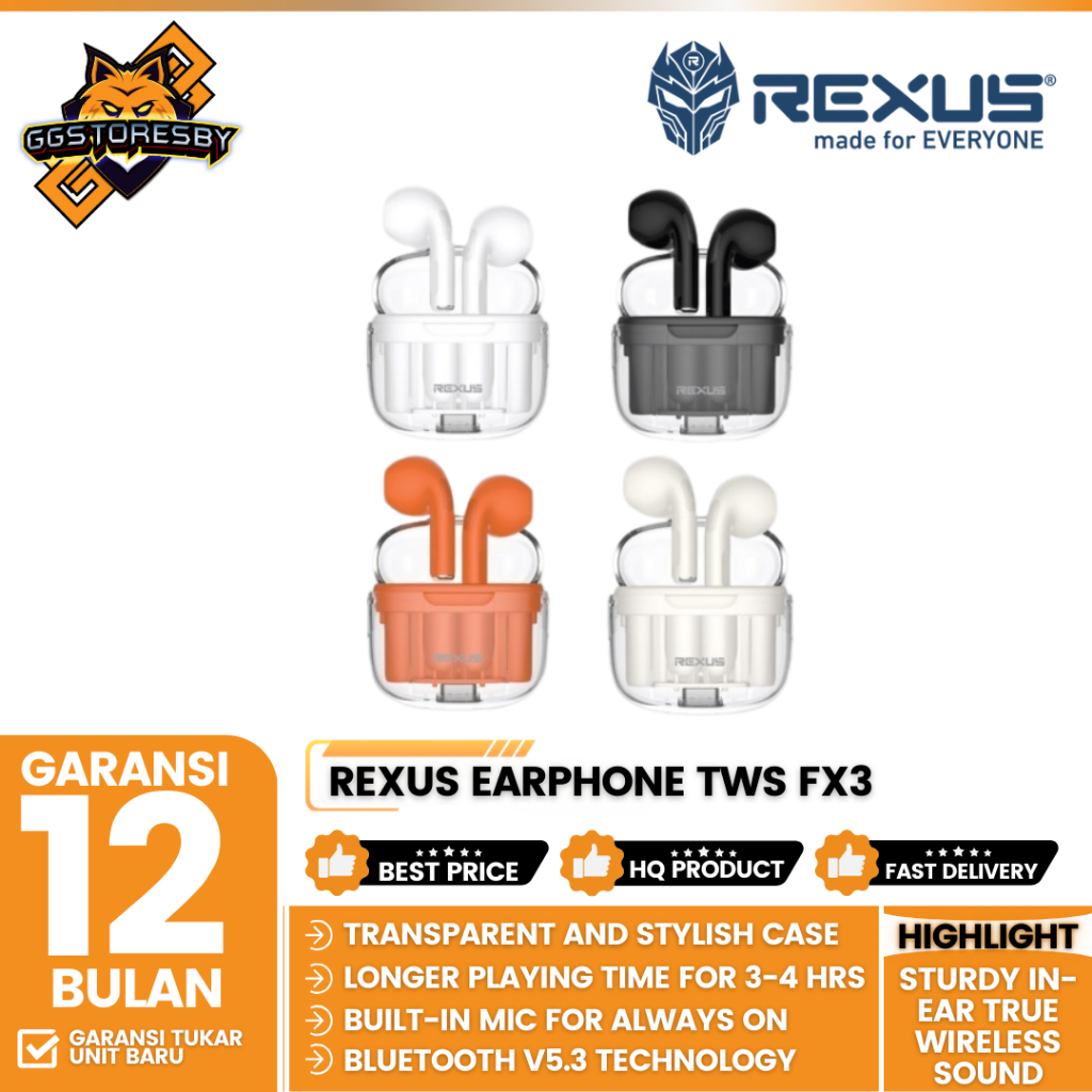Jual REXUS EARPHONE TWS FX3 BLUETOOTH | Shopee Indonesia