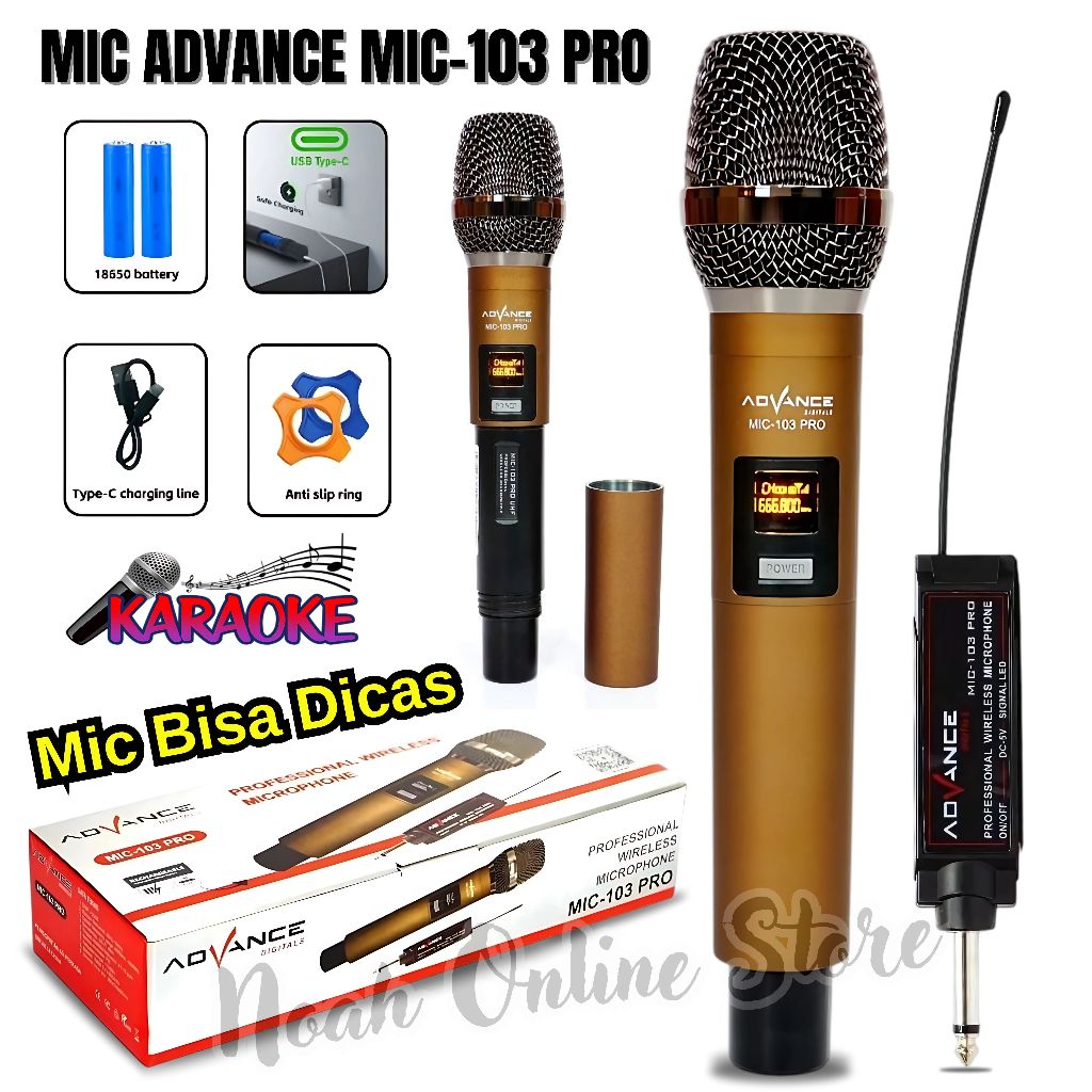Jual Mic Profesional Wireless Microphone Advance Mic103 PRO Mic Tanpa ...