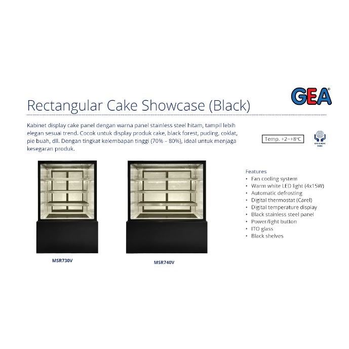 Jual SHOWCASE CAKE GEA MSR730V/Gea MSR730V Rectangular Cake Showcase Black | Shopee Indonesia