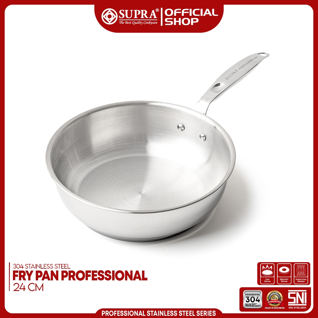 Jual SUPRA Panci Wajan Penggorengan Stainless Steel SUS 304 Frypan 24 Cm Professional Series ...