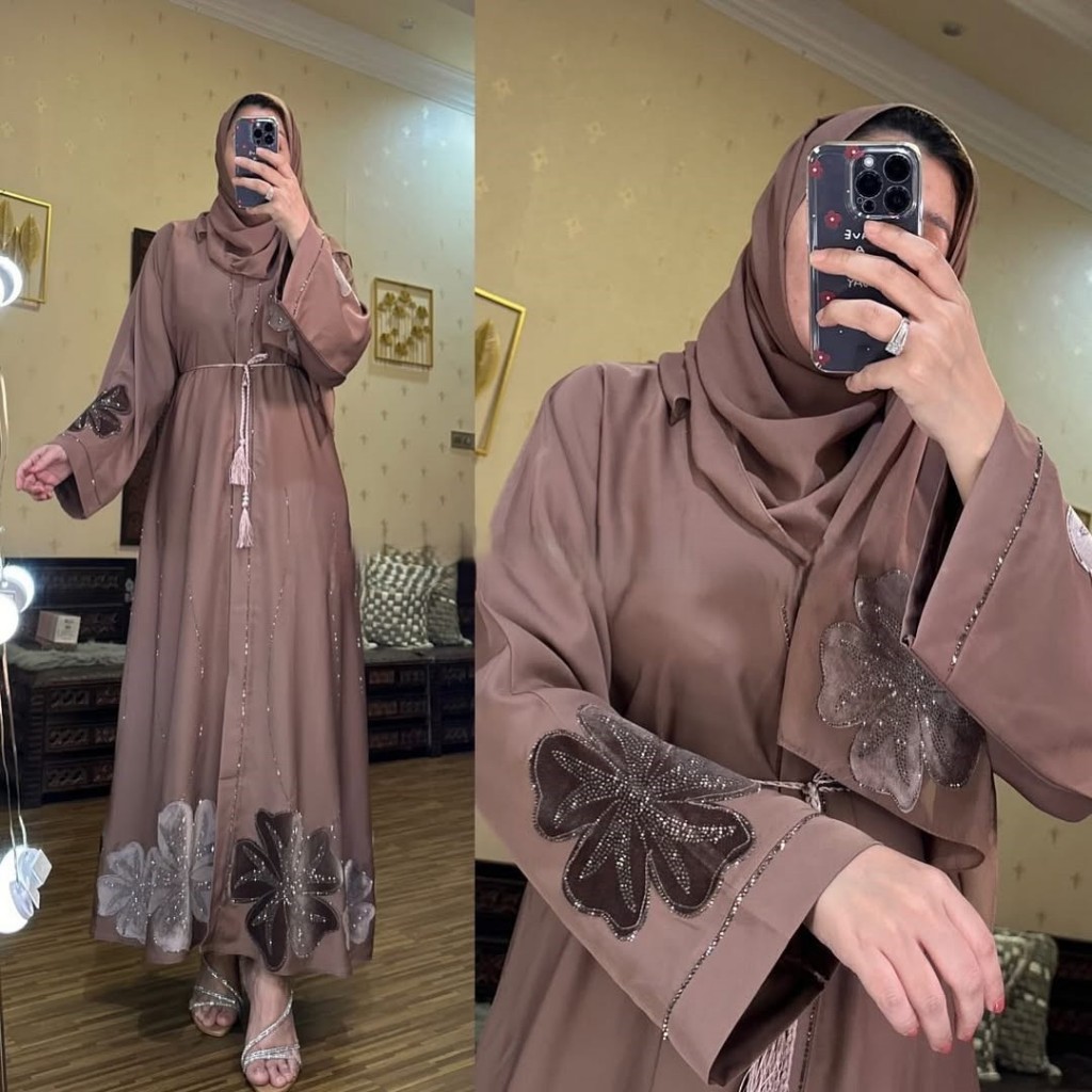 Jual ABAYA DUBAI/ ABAYA MURAH/ GAMIS LEBARAN MOTIF BUNGA | Shopee Indonesia