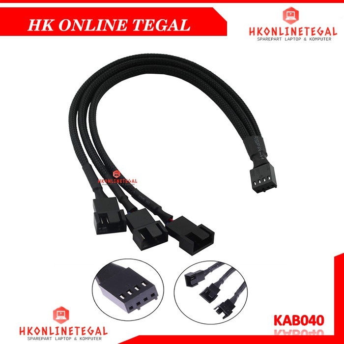 Jual Kabel Fan Hub Splitter 4 Pin PWM 1 to 3 Sleeve Cable Panjang 24cm ...