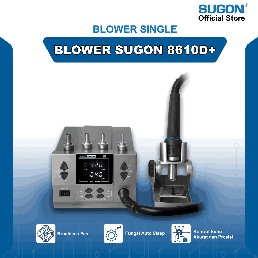 Jual Sugon 8610D+ Blower Solder Station 1000W Digital Display Heat Gun ...