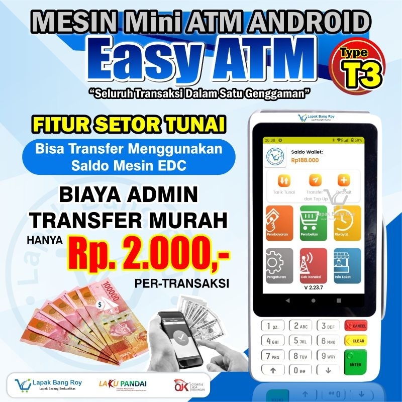 Jual EDC Android EASY ATM || Mesin Untuk Usaha Anda (Nfc Aktiv, Bisa WiFi dan Simcard 4G ...