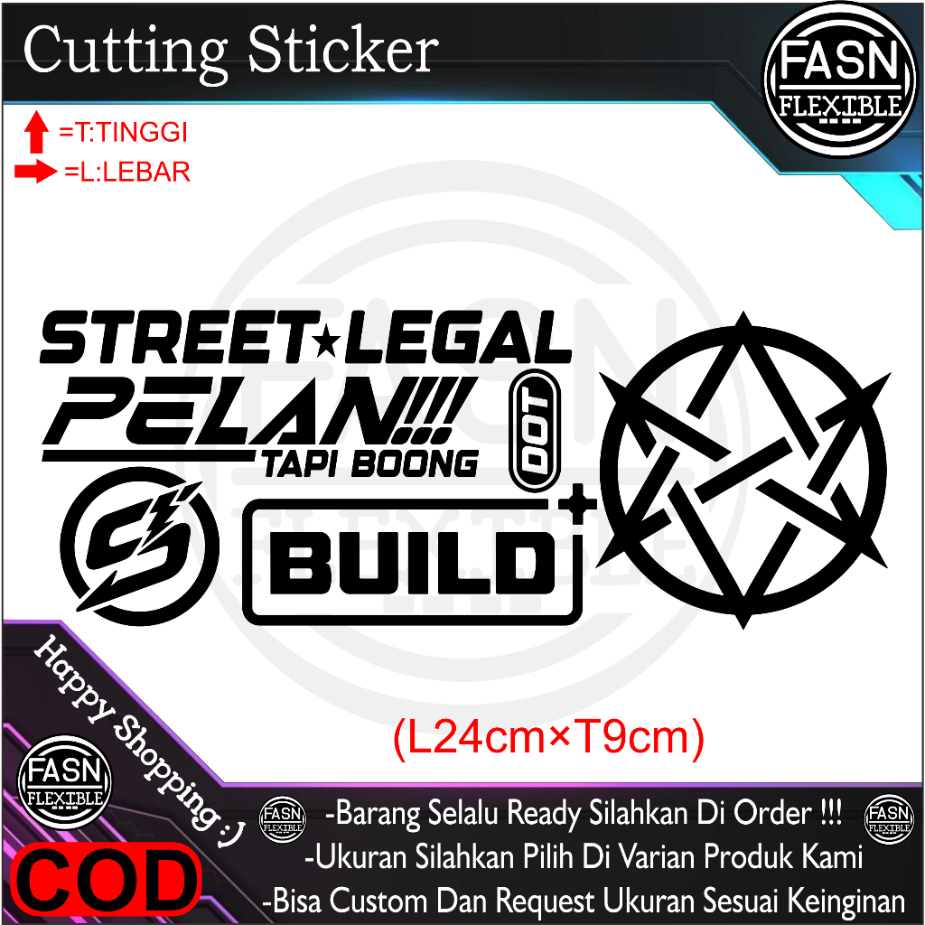 Jual Sticker Paket 6IN1 Street Legal + Bintang V1 + Pelan Tapi Boong ...