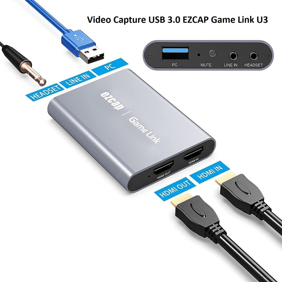 Jual Video Capture Ezcap Game Link U3 USB HDMI 4K | Shopee Indonesia