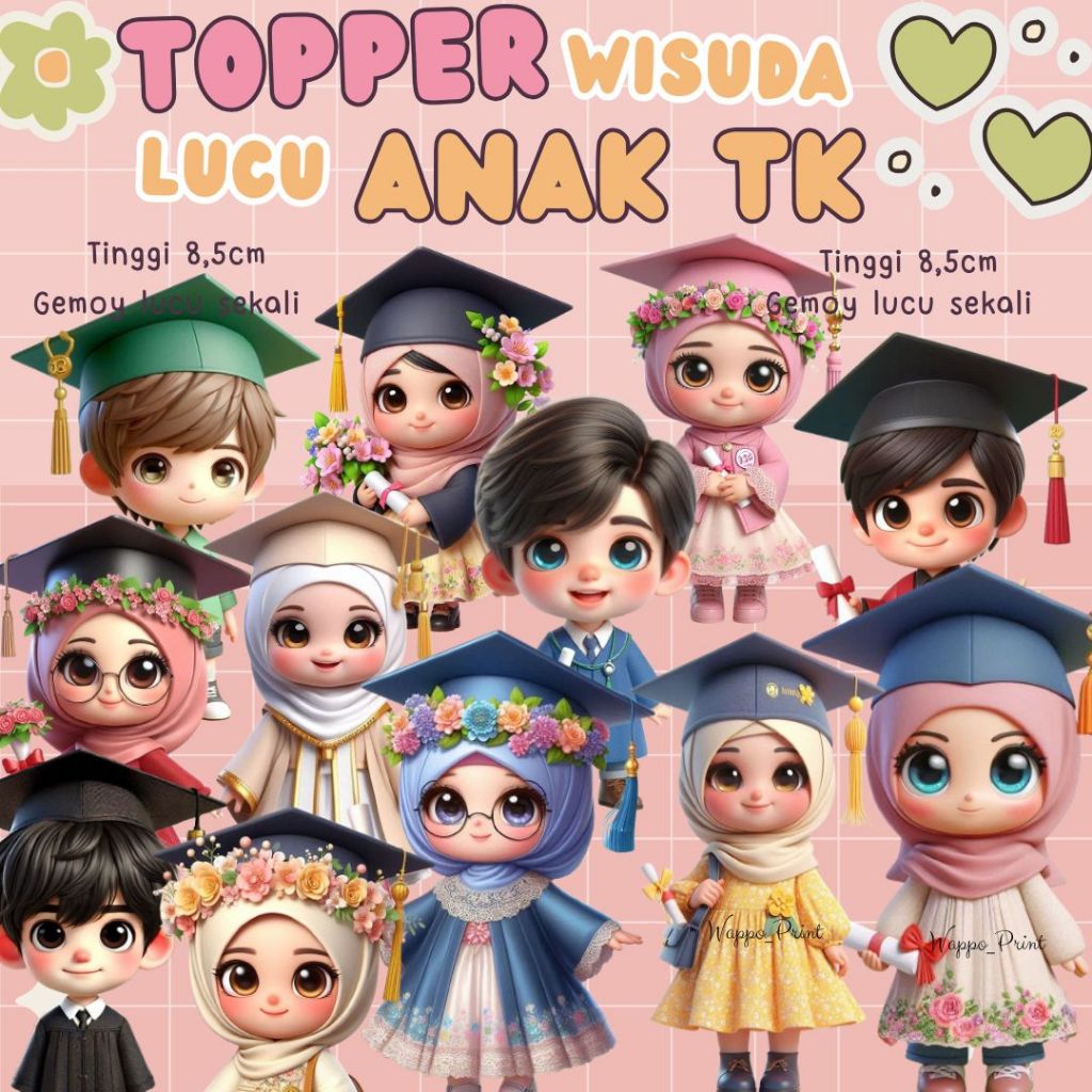 Jual Topper Wisuda Anak TK / Topper Hiasan Buket Graduation / Topper Wisuda Mini/ Topper Murah ...