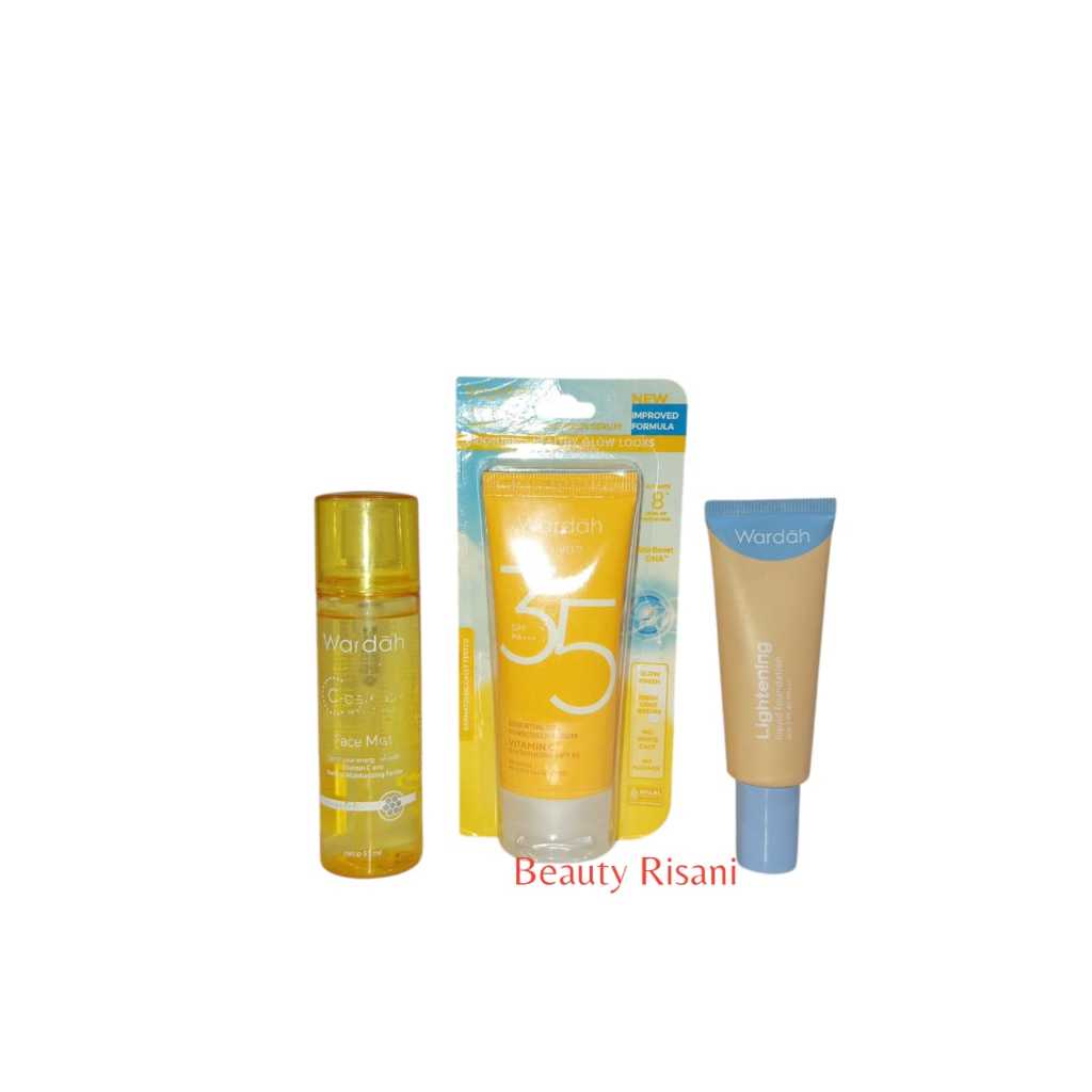 Jual COD - Wardah Lightening Liquid Foundation, Face Mist Dan Sunscreen ...