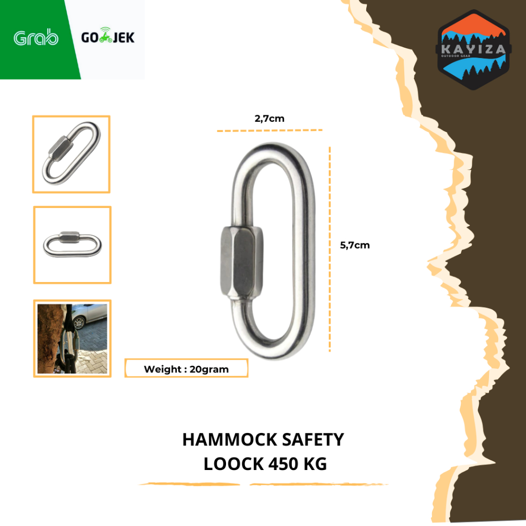 Jual Carabiner hammock safety lock 450 kg camping outdoor - karabiner ...