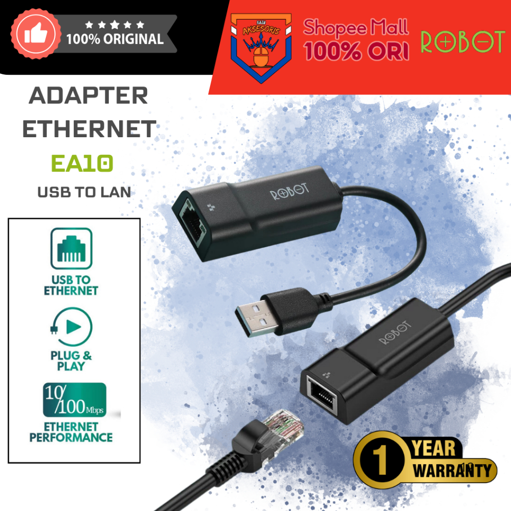 Jual ROBOT EA10 USB Ethernet Adapter USB 2.0 to 10/100 Network RJ45 LAN ...