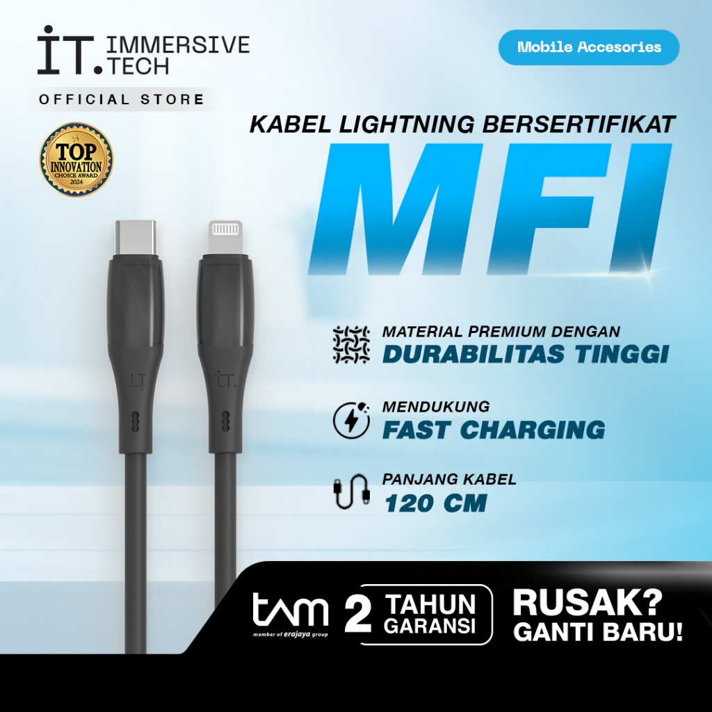 Jual IT Trans Silica Cable C to L - Black | Shopee Indonesia