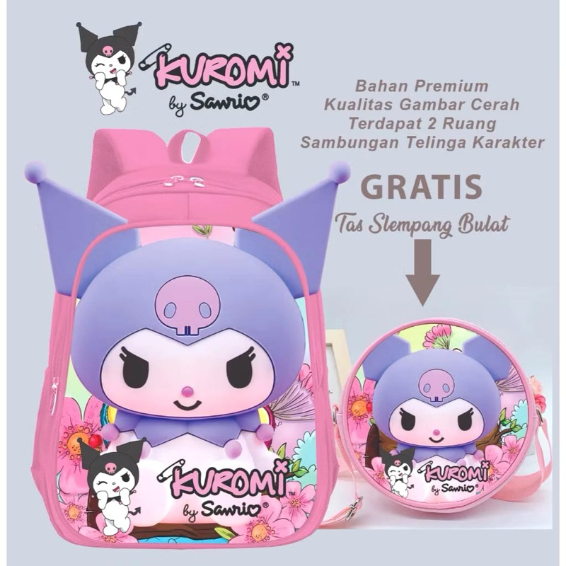 Jual Tas Ransel Anak TK PAUD Motif Kuromi My Melody 2in1 Gratis Tas Selempang Bulat | Shopee ...