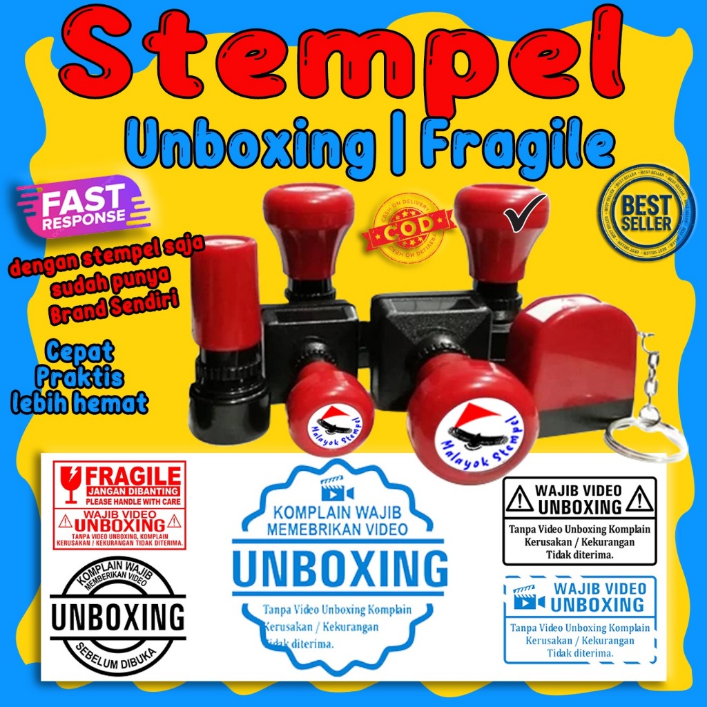 Jual STEMPEL UNBOXING / FRAGILE VARIAN DESIGN SIAP PAKAI | Shopee Indonesia