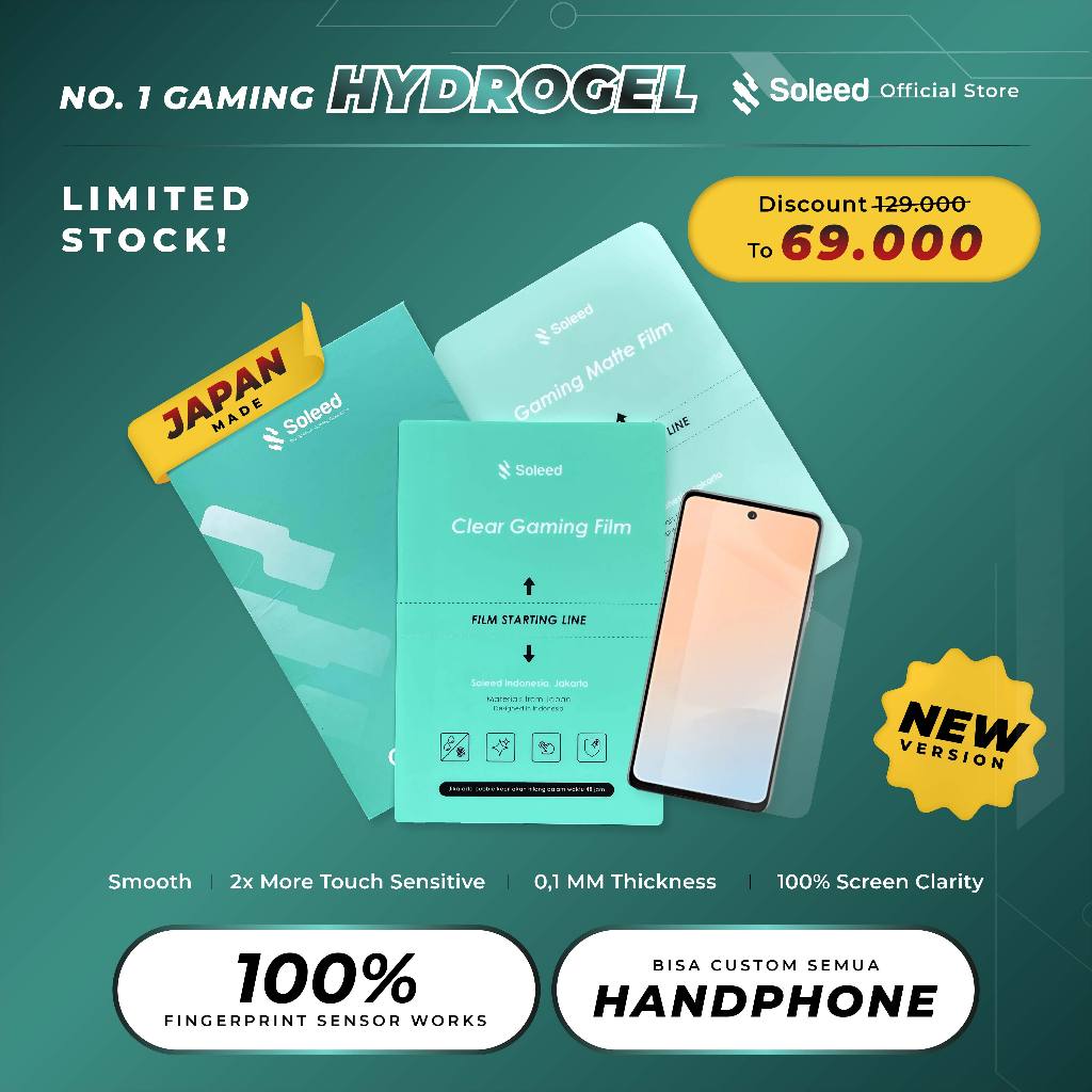 Jual SOLEED - All Infinix Series Smartphone Gaming Hydrogel Clear Matte ...