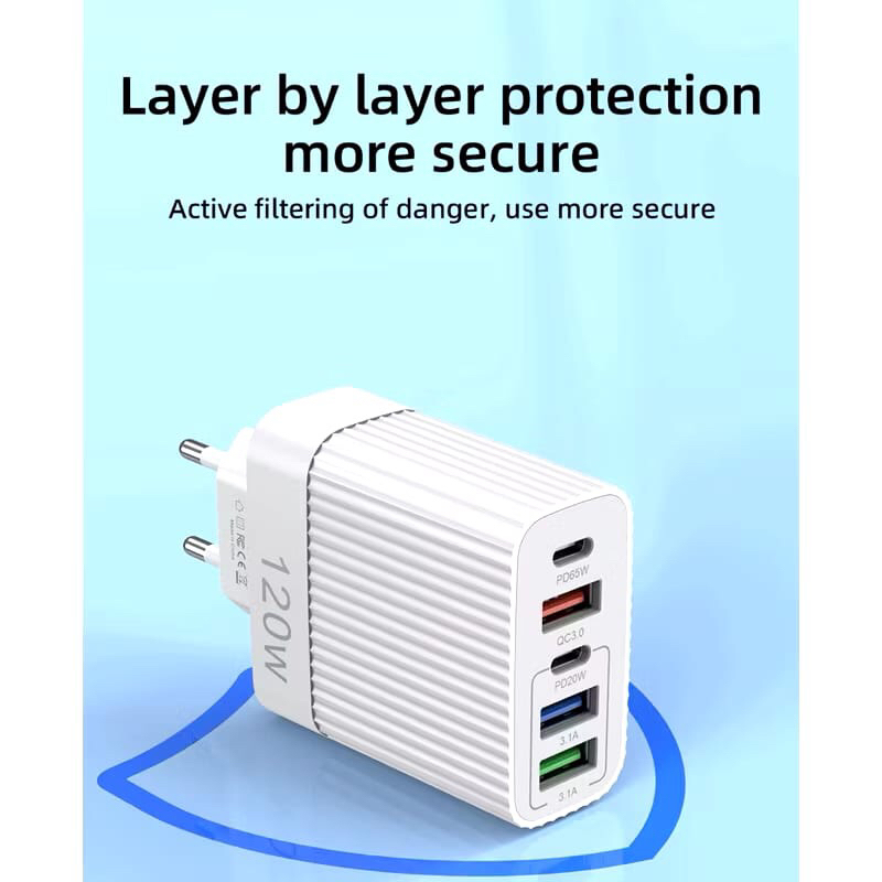 Jual Adaptor Charger 120W Colokan 5 Port 3 USB 2 Type C Murah | Shopee ...