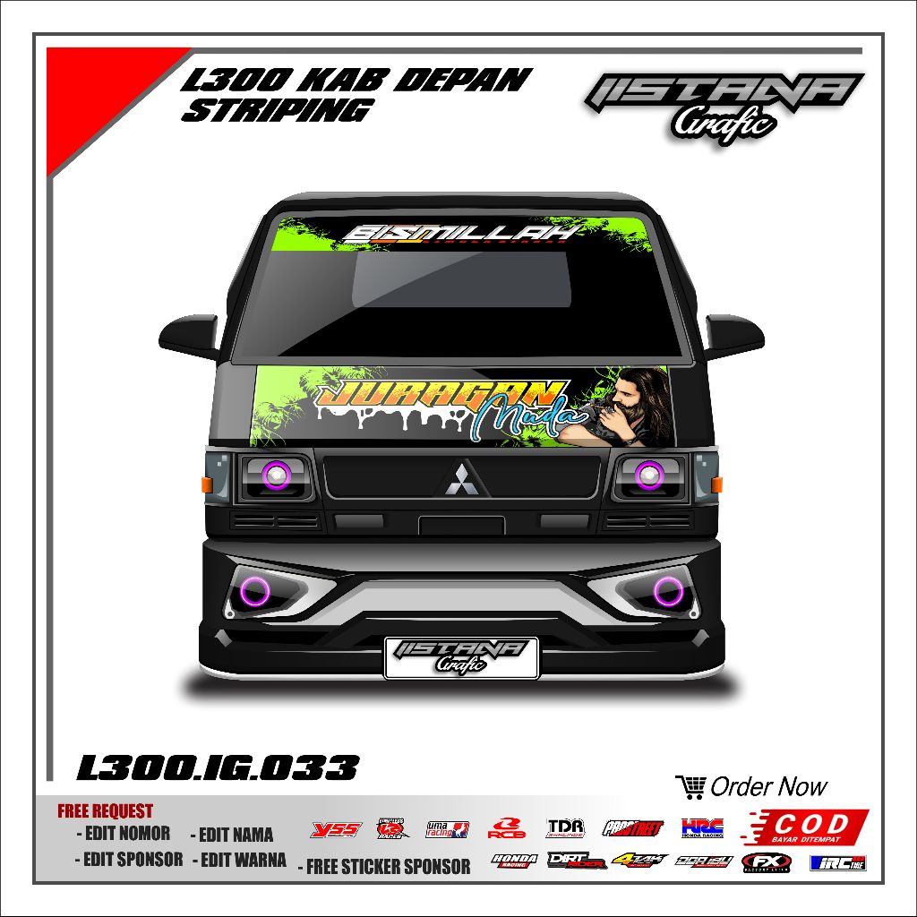 Jual Stiker Decal KABIN DEPAN L300 - Sticker Variasi KAB DEPAN Pick up ...