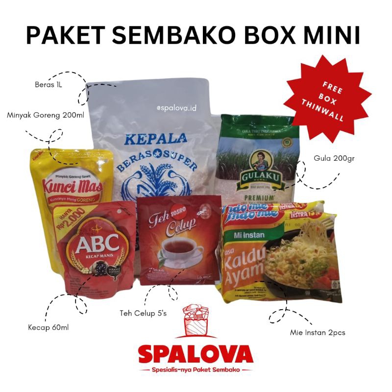 Jual Paket Sembako Box Mini Beras 1L | Shopee Indonesia