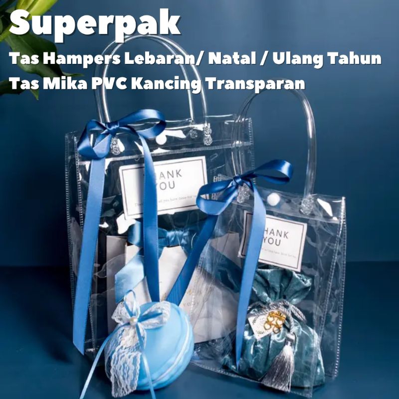 Jual (10pcs) Tas Mika Kancing PVC Transparan Ukuran 30x12x35 / Tas ...