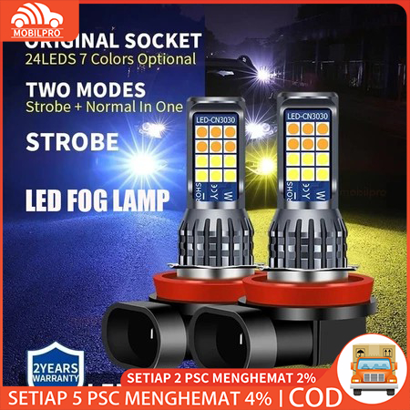 Jual 1Pcs 【LED】 Lampu LED kuning dan putih H11 Two Color 24SMD untuk Headlight / Fog lamp Mobil ...