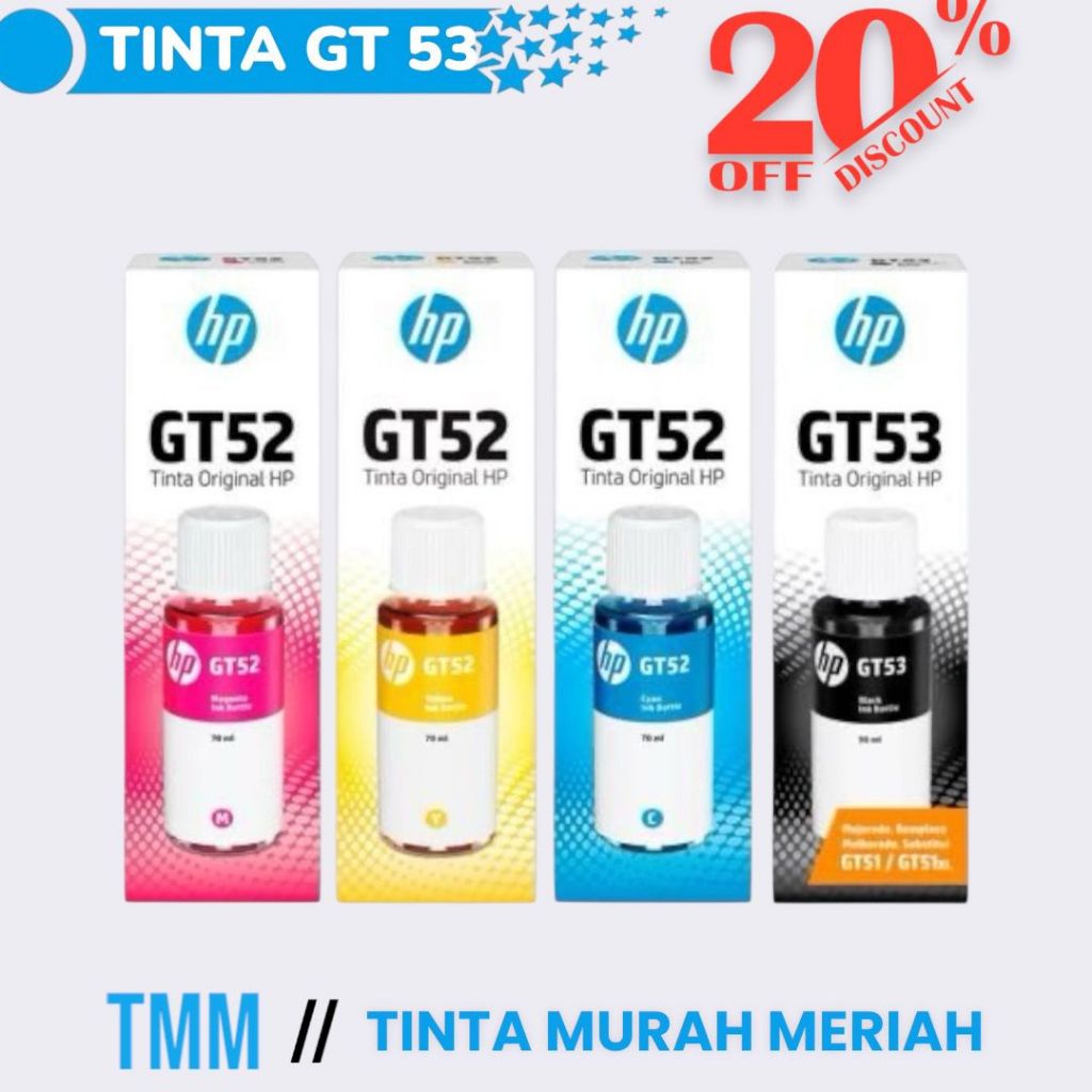 Jual 1 Set Tinta Hp GT53 GT52 Ink Tank Original Hp Deskjet GT5810 ...