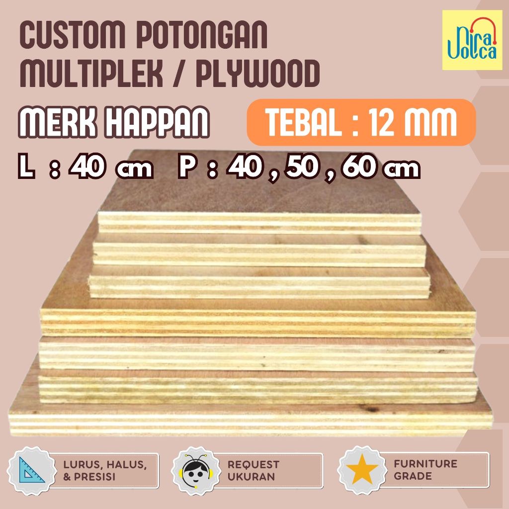 Jual Plywood / Multiplek 12 mm L = 40 cm Costum Potongan Merk Happan ...