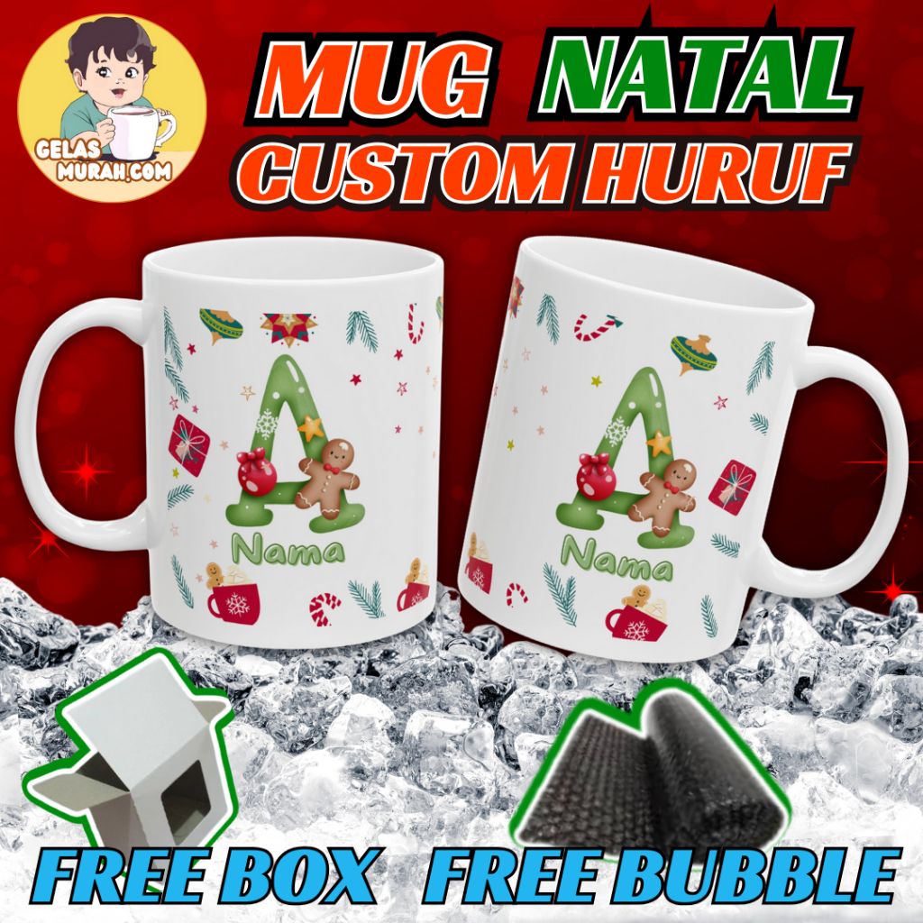 Jual Cetak MUG Custom Natal / tulisan tanpa minimal order Kado Mug ...