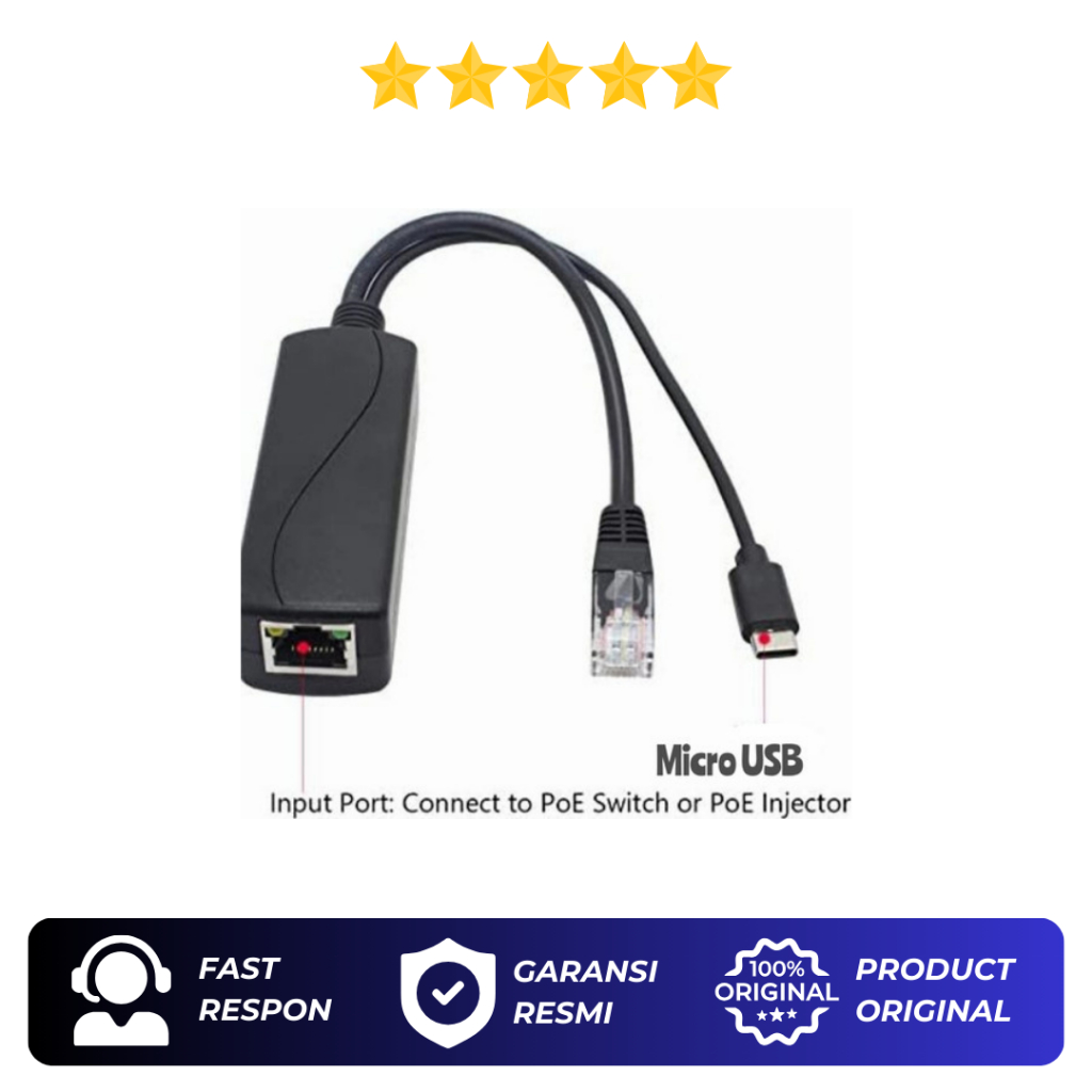 Jual POE SPLITTER AKTIF MICRO USB 48v to 5v POWER OVER ETHERNET 802.3af ...