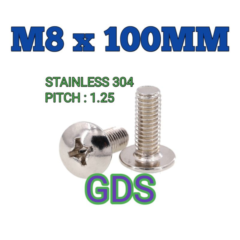Jual Baut JT M8 x 100MM Stainless 304 / Baut Payung SUS 304 | Shopee Indonesia