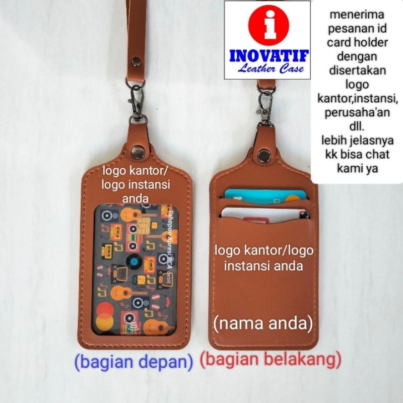 Jual id card holder / gantungan id card / lanyard id card kulit oscar ...