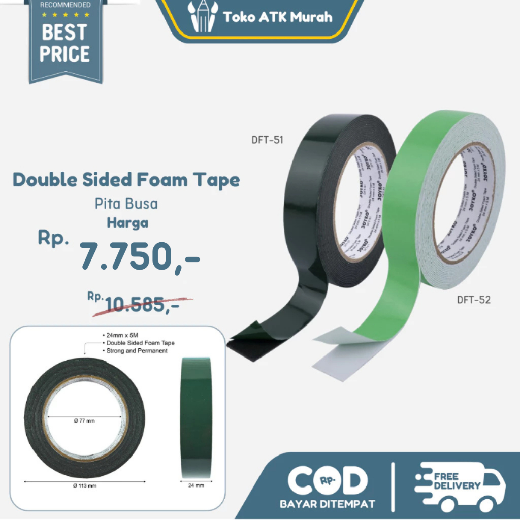 Jual Double Sided Foam Tape Joyko 24mm DFT-52 / DFT-51 | Shopee Indonesia