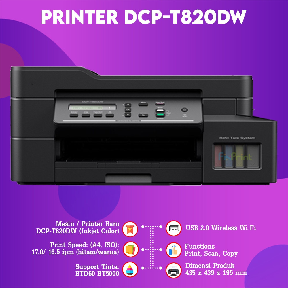 Jual FixPrint Printer Inktank Brother DCP-T820DW DCP T820DW T820 Ink Tank Multi Fungsi ...