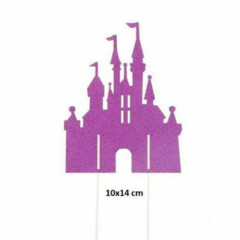 Jual Cake topper istana gliter warna pink bahan kertas toper castle ...