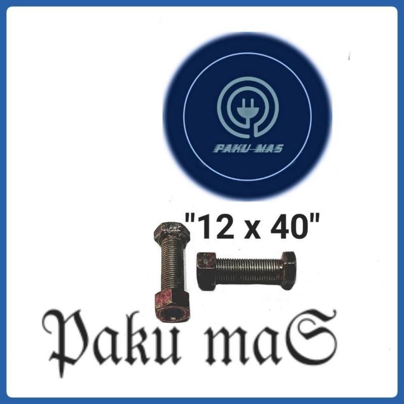 Jual Baut mur M12 x 40 baut ukuran M12 panjang 4 cm | Shopee Indonesia