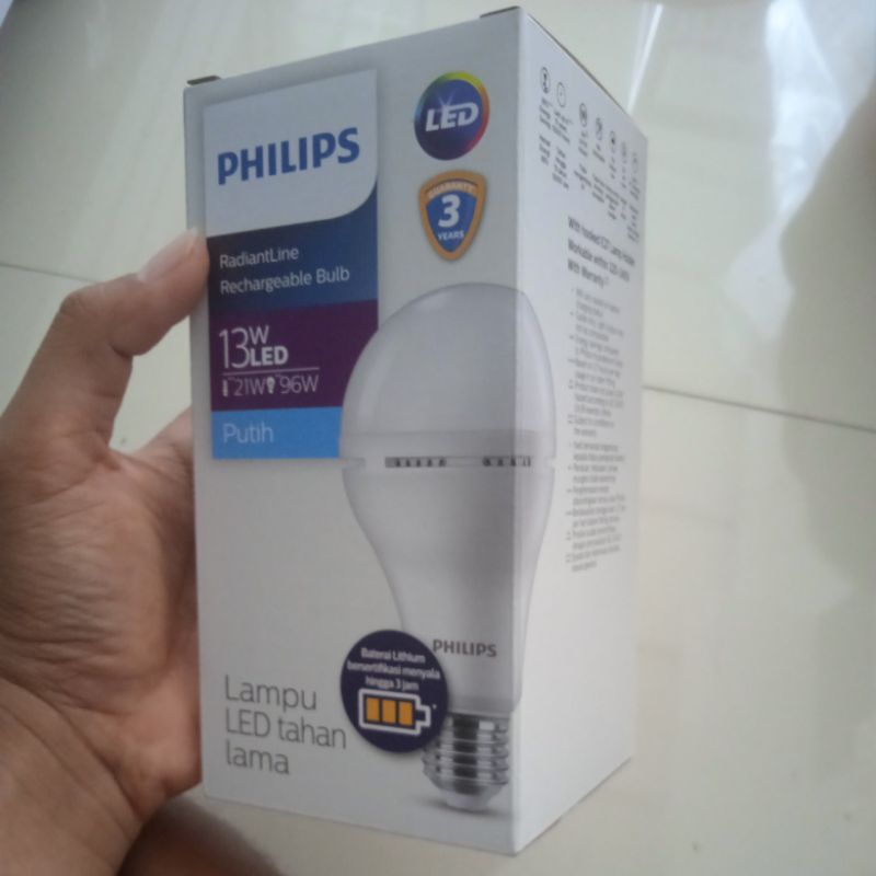 Jual Lampu philips emergency Rechargeable LED 13WATT E27 PUTIH | Shopee ...