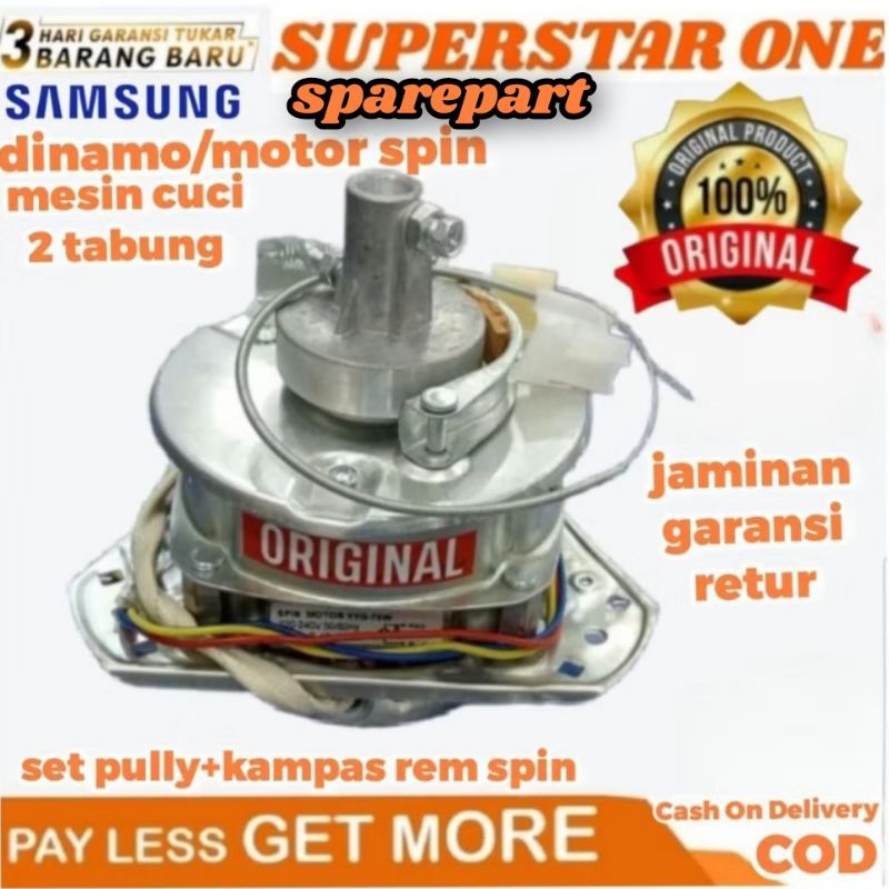 Jual sparepart dinamo/motor spin/pengering mesim cuci samsung 2 tabung set pully | Shopee Indonesia