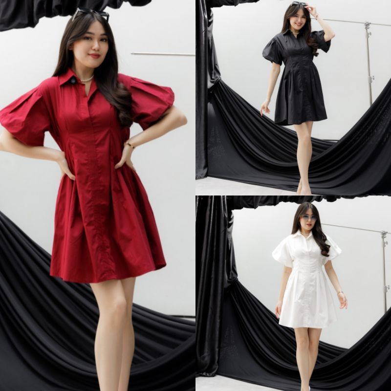 Jual M416 Felly Puff Poplin Dress Christmas edition | Shopee Indonesia