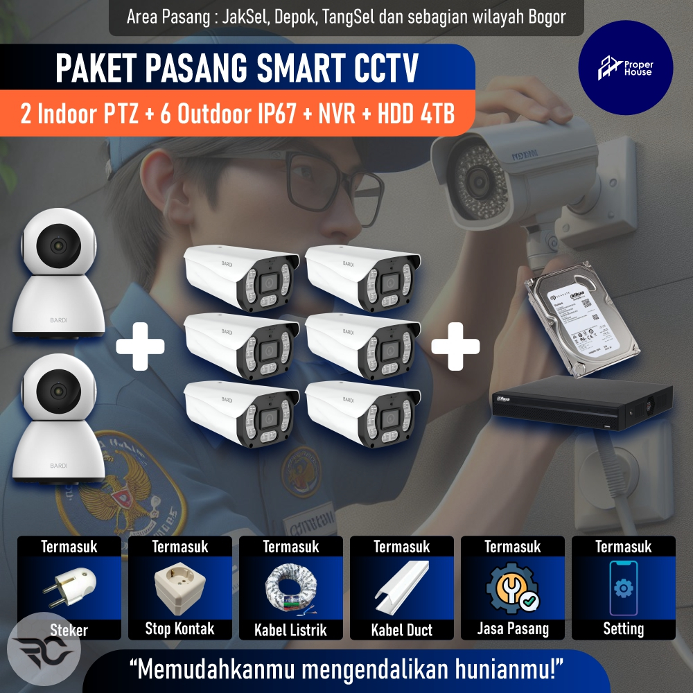 Jual Paket Pasang Smart CCTV Bardi (2 Indoor PTZ + 6 Outdoor Static ...